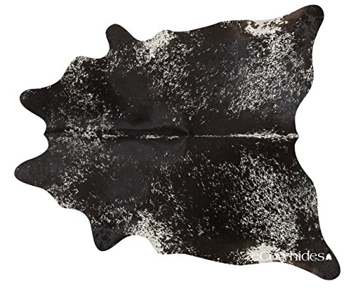 ecowhides Black Salt and Pepper Brazilian Cowhide Area Rug, Cowskin Leather Hide for Home Living Room (XL) 7 x 6 ft