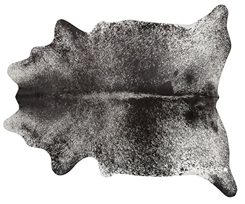 ecowhides Black Salt and Pepper Brazilian Cowhide Area Rug, Cowskin Leather Hide for Home Living Room (XL) 7 x 6 ft