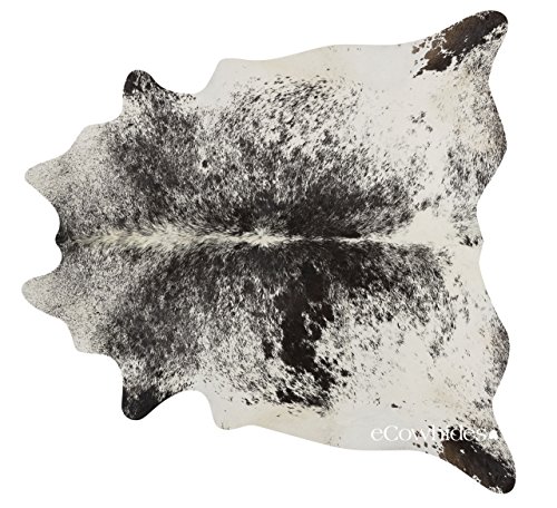 ecowhides Black Salt and Pepper Brazilian Cowhide Area Rug, Cowskin Leather Hide for Home Living Room (XL) 7 x 6 ft