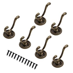 leichi 6pcs antique bronze coat hooks bedroom hat hook decorative hanger wall hook purse robe hook door bathroom towel hooks