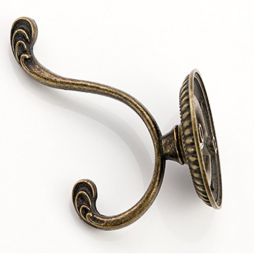 LEICHI 6Pcs Antique Bronze Coat Hooks Bedroom Hat Hook Decorative Hanger Wall Hook Purse Robe Hook Door Bathroom Towel Hooks