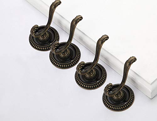 LEICHI 6Pcs Antique Bronze Coat Hooks Bedroom Hat Hook Decorative Hanger Wall Hook Purse Robe Hook Door Bathroom Towel Hooks