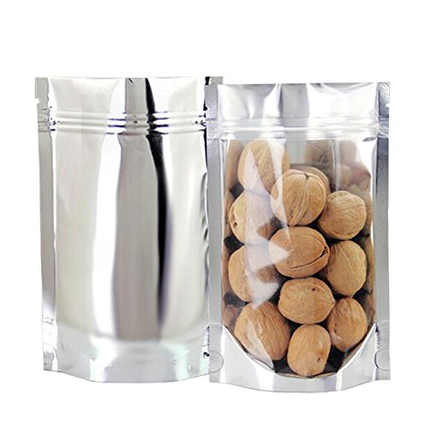 GooGou Resealable Zip Mylar Bag Food Storage Aluminum Foil Bags Smell Proof Pouches 6.3x9.4" 100pcs