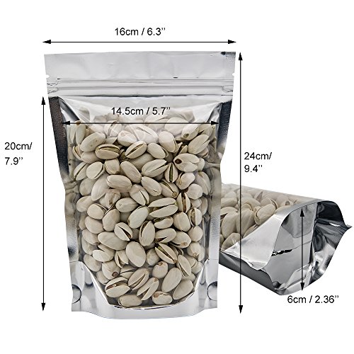 GooGou Resealable Zip Mylar Bag Food Storage Aluminum Foil Bags Smell Proof Pouches 6.3x9.4" 100pcs