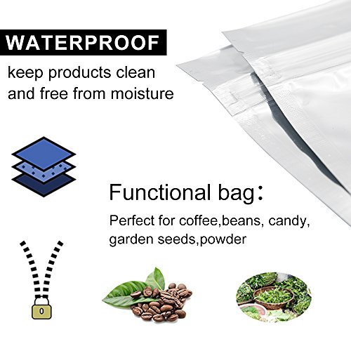 GooGou Resealable Zip Mylar Bag Food Storage Aluminum Foil Bags Smell Proof Pouches 6.3x9.4" 100pcs