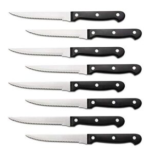 8 triple rivet 4.5" steak knife set, black