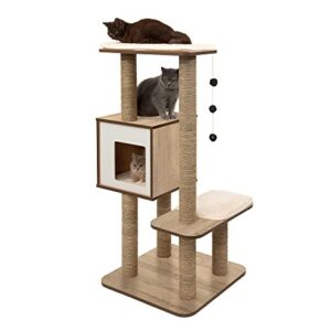 Vesper Cat Tree, High Base, Oak, 52063, 56 x 56 x 81.5 cm (22 x 22 x 32 in)