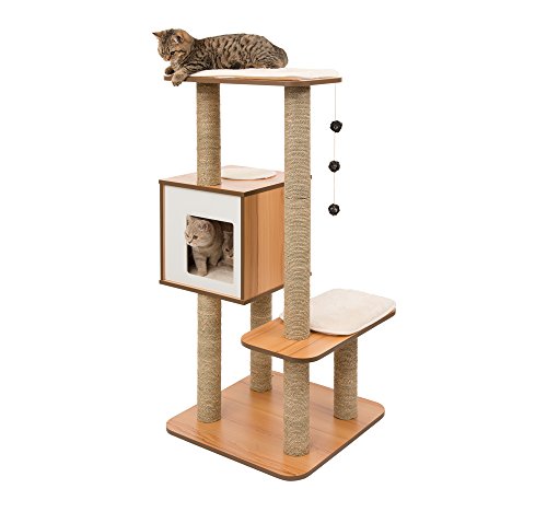 Vesper Cat Tree, High Base, Oak, 52063, 56 x 56 x 81.5 cm (22 x 22 x 32 in)