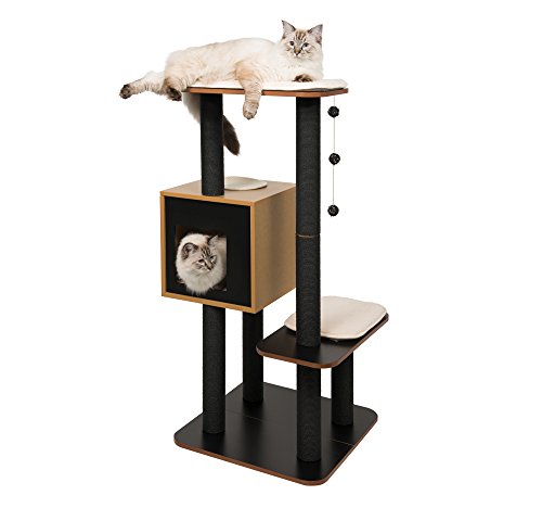 Vesper Cat Tree, High Base, Oak, 52063, 56 x 56 x 81.5 cm (22 x 22 x 32 in)