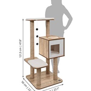 Vesper Cat Tree, High Base, Oak, 52063, 56 x 56 x 81.5 cm (22 x 22 x 32 in)