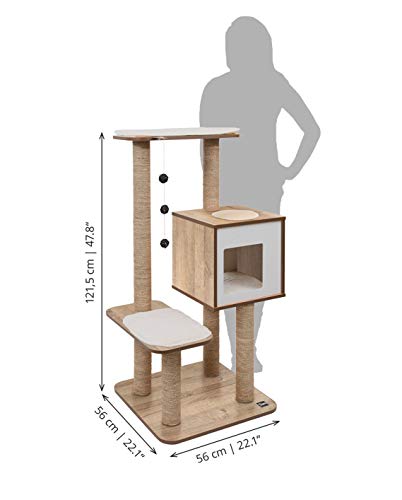 Vesper Cat Tree, High Base, Oak, 52063, 56 x 56 x 81.5 cm (22 x 22 x 32 in)