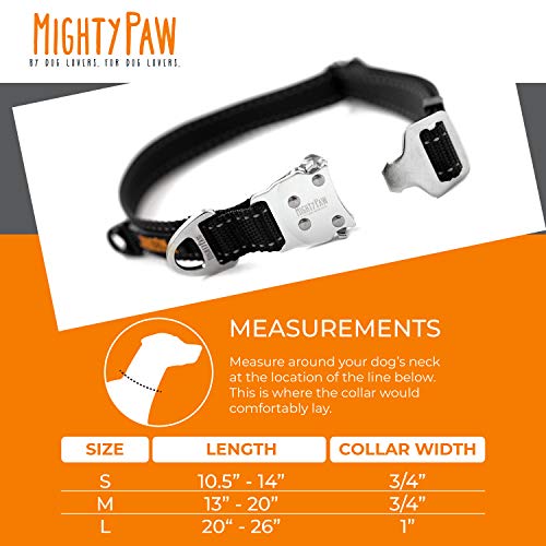 Mighty Paw Metal Buckle Dog Collar, All Metal Hardware, Lightweight Collar, Reflective Stitching, Strong, Durable (Medium, Black)