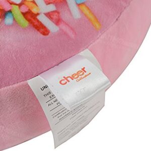 Cheer Collection Round Donut Pillow | 2-in-1 Reversible Super Soft Microplush Doughnut Pillow - Rainbow Icing, Rainbow Sprinkles