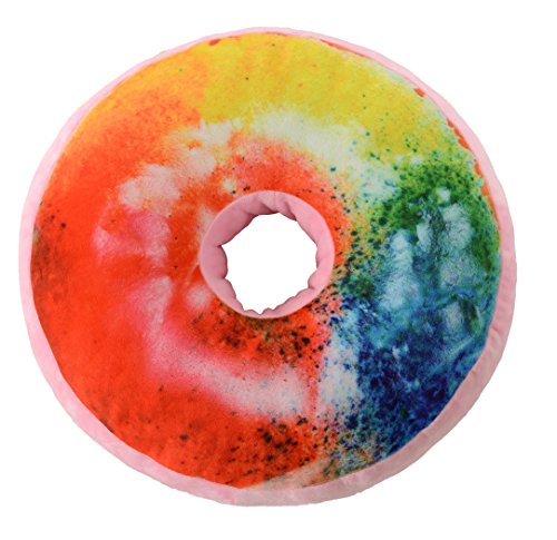 Cheer Collection Round Donut Pillow | 2-in-1 Reversible Super Soft Microplush Doughnut Pillow - Rainbow Icing, Rainbow Sprinkles