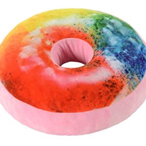 Cheer Collection Round Donut Pillow | 2-in-1 Reversible Super Soft Microplush Doughnut Pillow - Rainbow Icing, Rainbow Sprinkles