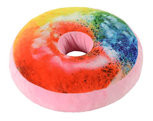 Cheer Collection Round Donut Pillow | 2-in-1 Reversible Super Soft Microplush Doughnut Pillow - Rainbow Icing, Rainbow Sprinkles