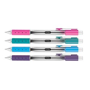 TUL GL Series Retractable Gel Pens, Fine Point, 0.5 mm, Silver Barrel, Assorted Ink, Pack Of 4