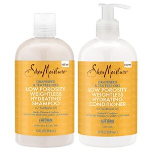 sheamoisture low porosity protein-free set w/baobab & tea tree oils â€“ includes 13 oz. shampoo & 13 oz. conditioner