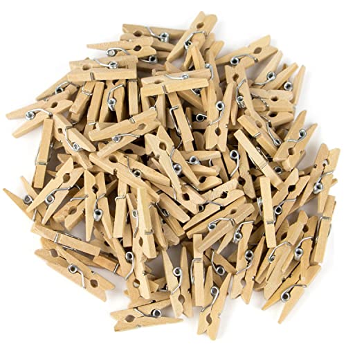 100-Pack Minipins | Miniature-Sized Rustic Wooden Clothespins for Scrapbooking, Crafts, Decoratng and Organizing