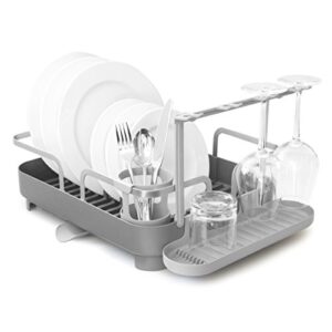 Umbra Holster Dish Rack– Molded Plastic Dish Drying Rack with Drainage Spout, Charcoal