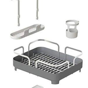 Umbra Holster Dish Rack– Molded Plastic Dish Drying Rack with Drainage Spout, Charcoal