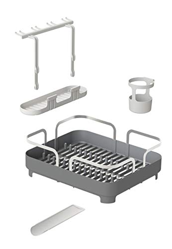 Umbra Holster Dish Rack– Molded Plastic Dish Drying Rack with Drainage Spout, Charcoal