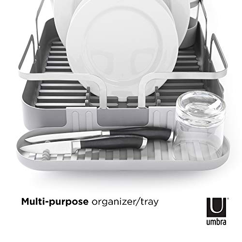 Umbra Holster Dish Rack– Molded Plastic Dish Drying Rack with Drainage Spout, Charcoal