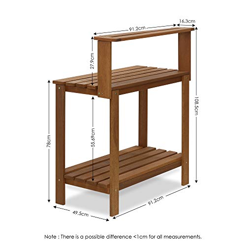 Furinno FG17478 Tioman Outdoor Patio Furniture Hardwood Potting Bench, Natural