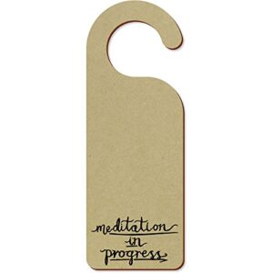 azeeda 'meditation in progress' 200mm x 72mm door hanger (dh00013459)