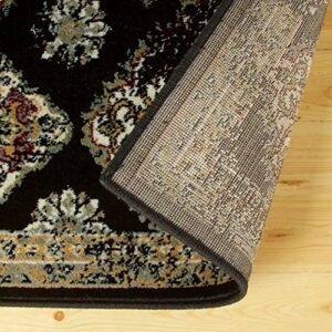 SUPERIOR Indoor Area Rug with Jute Backing, Traditional Design Carpet from Egypt for Bedroom, Living Room, Office, Dorm, Kitchen, Entryway, Mayfair Collection 4x6 Black