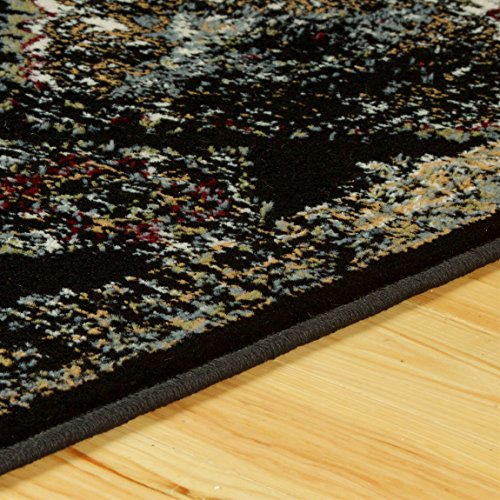 SUPERIOR Indoor Area Rug with Jute Backing, Traditional Design Carpet from Egypt for Bedroom, Living Room, Office, Dorm, Kitchen, Entryway, Mayfair Collection 4x6 Black