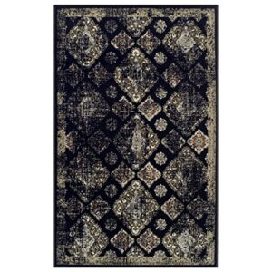 SUPERIOR Indoor Area Rug with Jute Backing, Traditional Design Carpet from Egypt for Bedroom, Living Room, Office, Dorm, Kitchen, Entryway, Mayfair Collection 4x6 Black