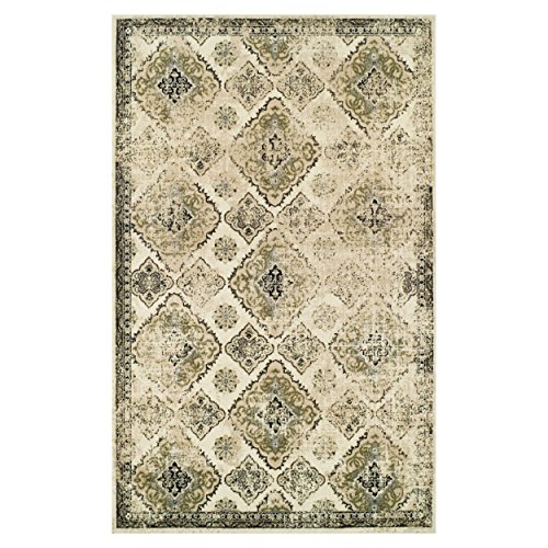 SUPERIOR Indoor Area Rug with Jute Backing, Traditional Design Carpet from Egypt for Bedroom, Living Room, Office, Dorm, Kitchen, Entryway, Mayfair Collection 4x6 Ivory