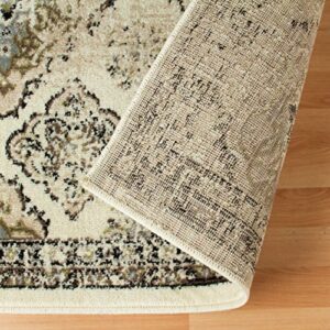 SUPERIOR Indoor Area Rug with Jute Backing, Traditional Design Carpet from Egypt for Bedroom, Living Room, Office, Dorm, Kitchen, Entryway, Mayfair Collection 4x6 Ivory