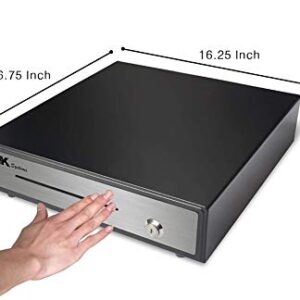 HK SYSTEMS 16" Heavy Duty Black "Push" Open Cash Drawer, 5B5C with Under Counter Mounting Metal bracket