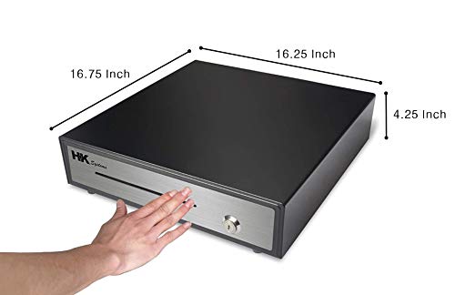 HK SYSTEMS 16" Heavy Duty Black "Push" Open Cash Drawer, 5B5C with Under Counter Mounting Metal bracket