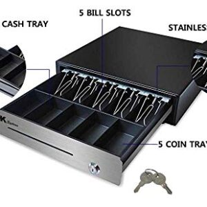 HK SYSTEMS 16" Heavy Duty Black "Push" Open Cash Drawer, 5B5C with Under Counter Mounting Metal bracket