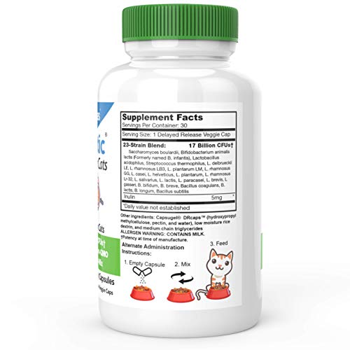 DrFormulas Nexabiotic Probiotics for Cats Powder | Treats Diarrhea for Pets with Saccharomyces Boulardii Lactobacillus Acidophilus, Best Probiotics Supplement for Digestive Health 30 Capsule