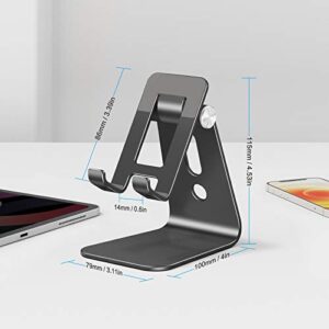 OMOTON C3 Cell Phone Stand for Desk, Larger and Exceptionally Stable, Adjustable Phone Cradle Holder with Bigger Body & Longer Arm, Compatible with iPhone, Tablets (7-10") and More,Black