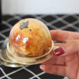 Single Clear Plastic Mooncake Box with Transparent Lids and Sealing Lables, 50 Sets (Round Gold)