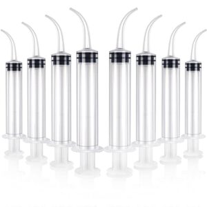 depepe dental syringe 8pcs 12cc disposable curved syringe irrigation syringe with curved tip for oral dental care, tonsil stones removing, lab, feeding small pet, glue (no measurement,8)