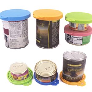 Comtim Pet Food Can Cover Silicone Can Lids for Dog and Cat Food(Universal Size,One fit 3 Standard Size Food Cans),Blue and Green