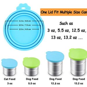 Comtim Pet Food Can Cover Silicone Can Lids for Dog and Cat Food(Universal Size,One fit 3 Standard Size Food Cans),Blue and Green