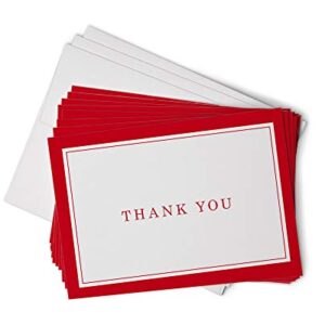 Red Formal Thank You Cards with Border - 48 Classic Note Cards with Envelopes - Perfect for Business Professionals & Special Events