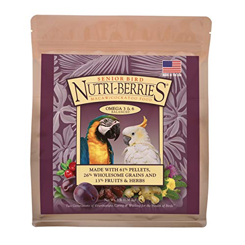 LAFEBER'S Senior Bird Nutri-Berries Pet Bird Food, Made with Non-GMO and Human-Grade Ingredients, for Macaws & Cockatoos, 3 lb