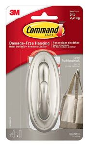 command traditional medium plastic hooks, brushed nickel, 6-hook