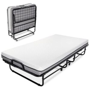 milliard deluxe diplomat folding bed – twin size - with luxurious memory foam mattress and a super strong sturdy frame – 75” x 38