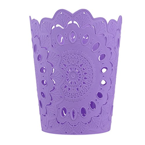 Wastebasket, PP Hollow Pattern Solid Color Paper Basket Trash Can Dustbin Without Lid