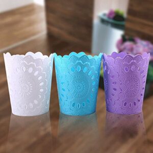 Wastebasket, PP Hollow Pattern Solid Color Paper Basket Trash Can Dustbin Without Lid