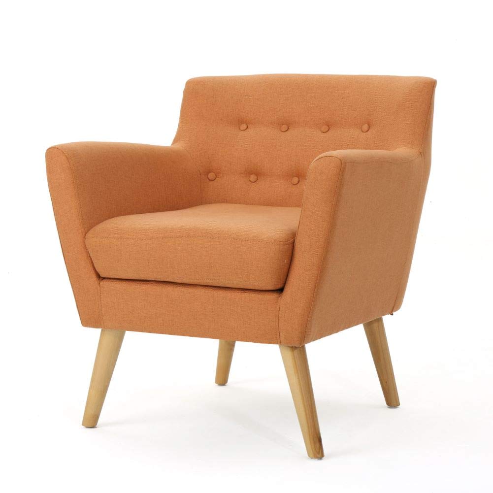 Christopher Knight Home Meena Mid-Century Modern Fabric Club Chair, Orange / Natural